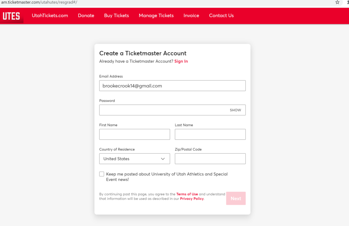 Utah Athletics Ticketmaster Account - Utah Tickets